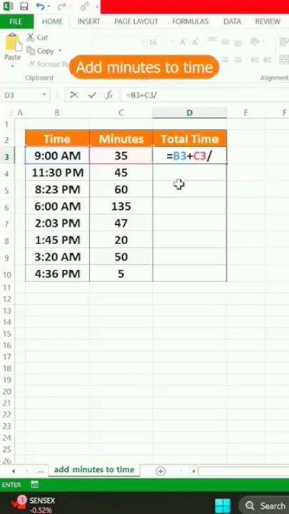 How To Add Minutes To Time In Excel Tips And Tricks Exceltips Exceltutorial Youtube