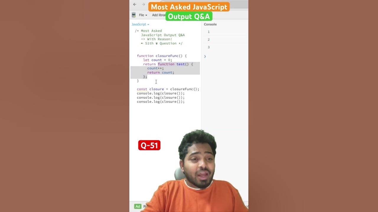 (Q-51) Most Asked JavaScript output based interview questions & answers #javascript #interview ...