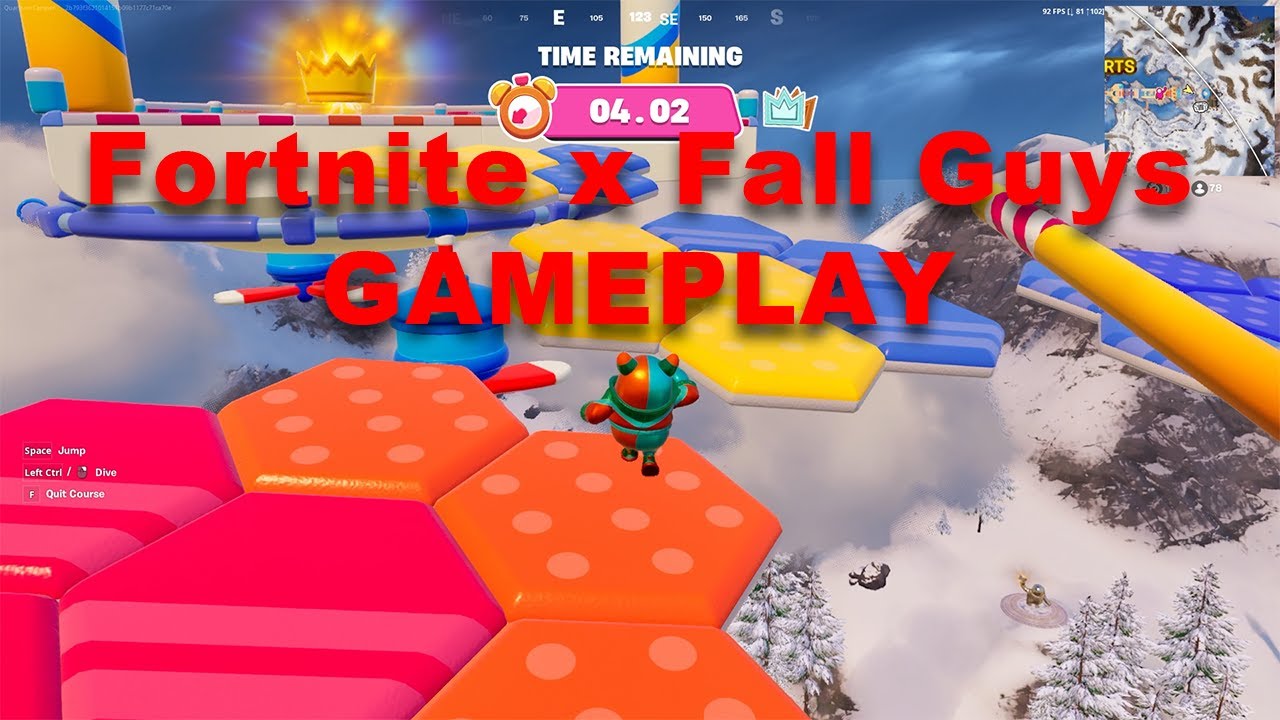 Gameplay Dropping into the FALL GUYS mini game in Fortnite Chapter 5 ...
