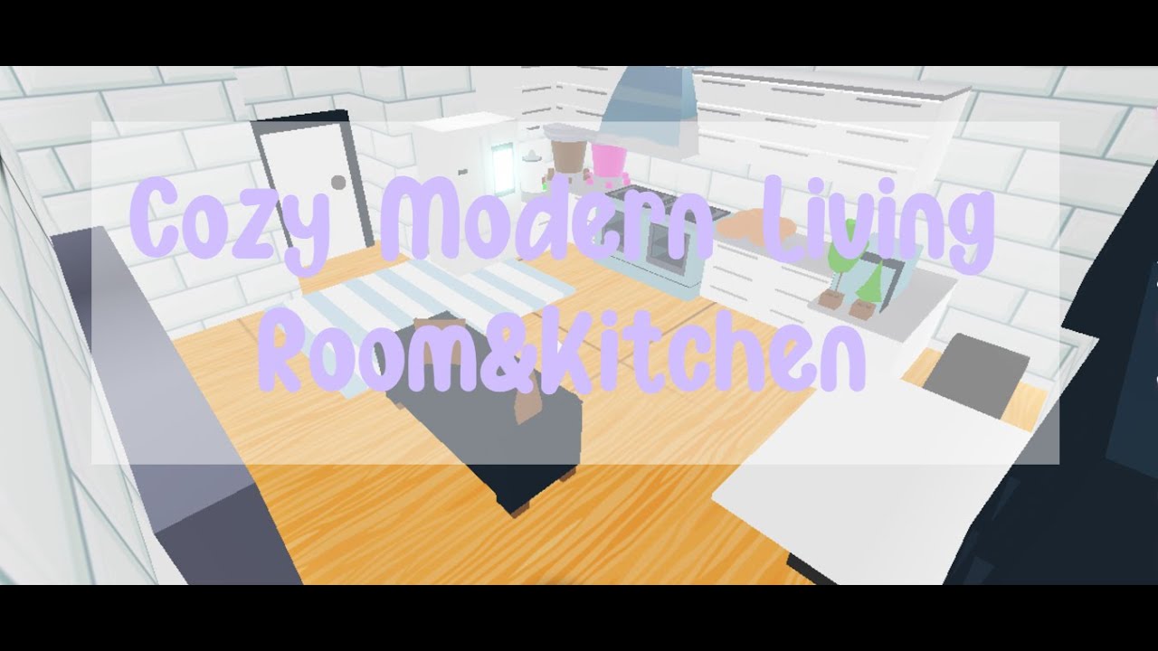 Cozy Modern Living Room + Kitchen Adopt me SpeedBuild || Andrea Builds ...