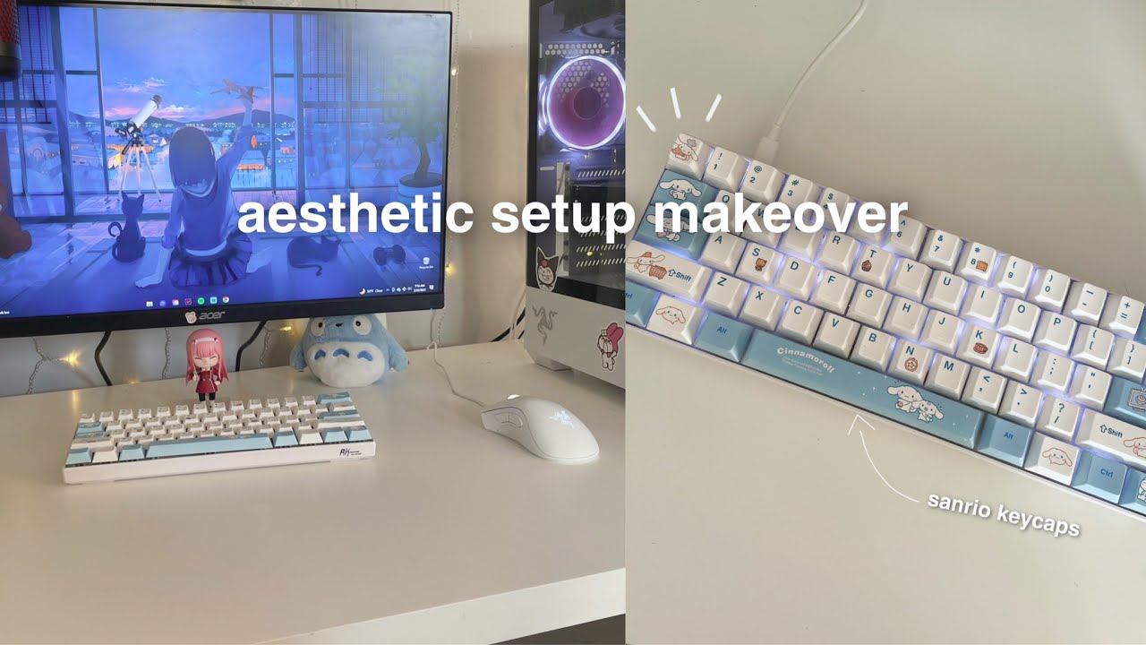 aesthetic setup makeover 2023 | cinnamoroll keycaps, nendroid unboxing ...
