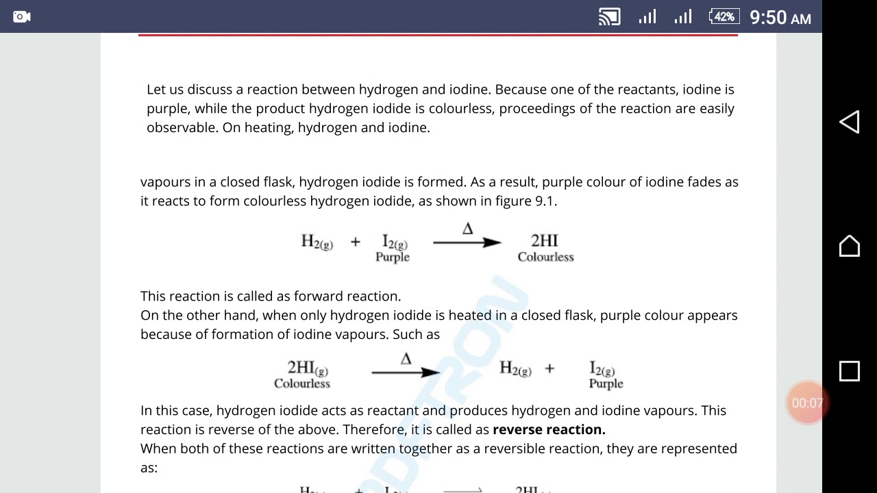Example of reversible reaction hydrogen iodide - YouTube