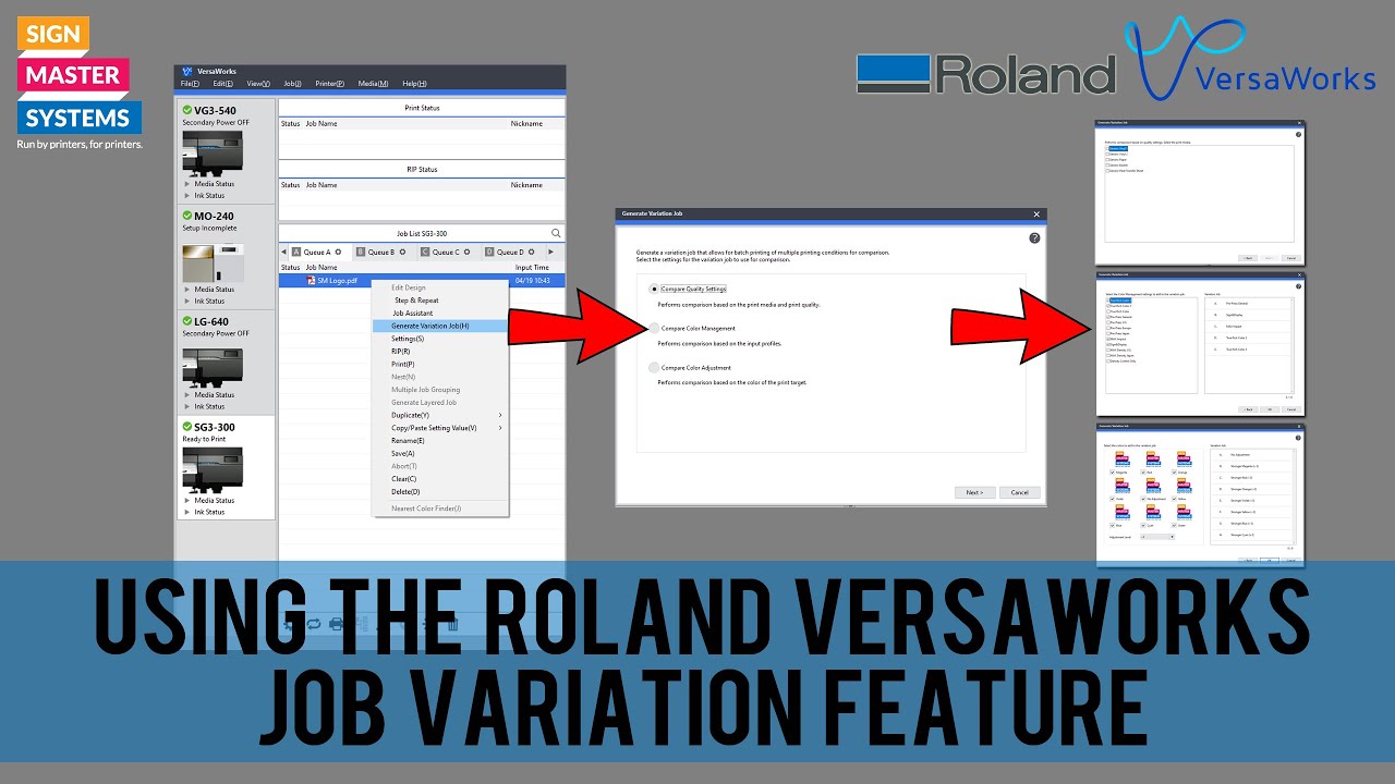 Using the Roland Versaworks job variation feature - YouTube