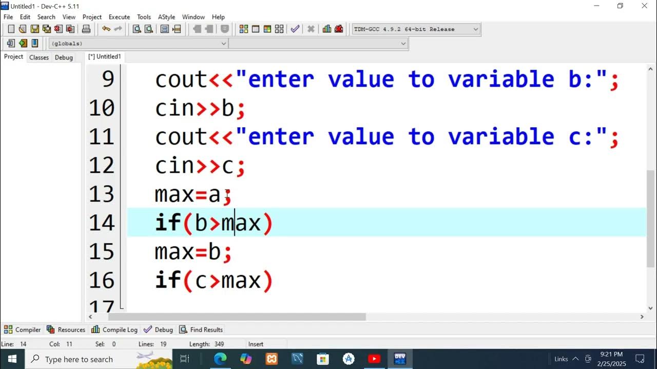 c++ program to find maximum number out of three #education #coding - YouTube