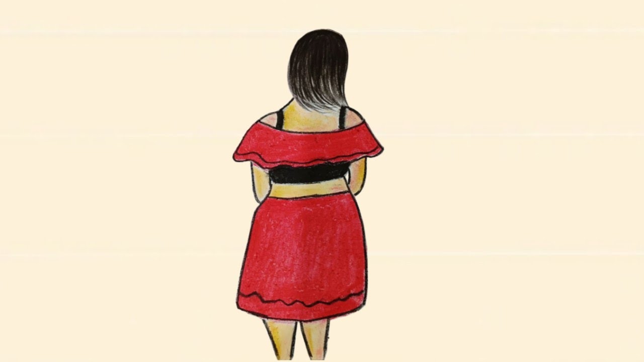 How to draw a backside girl drawing || easy girl drawing step by step ...