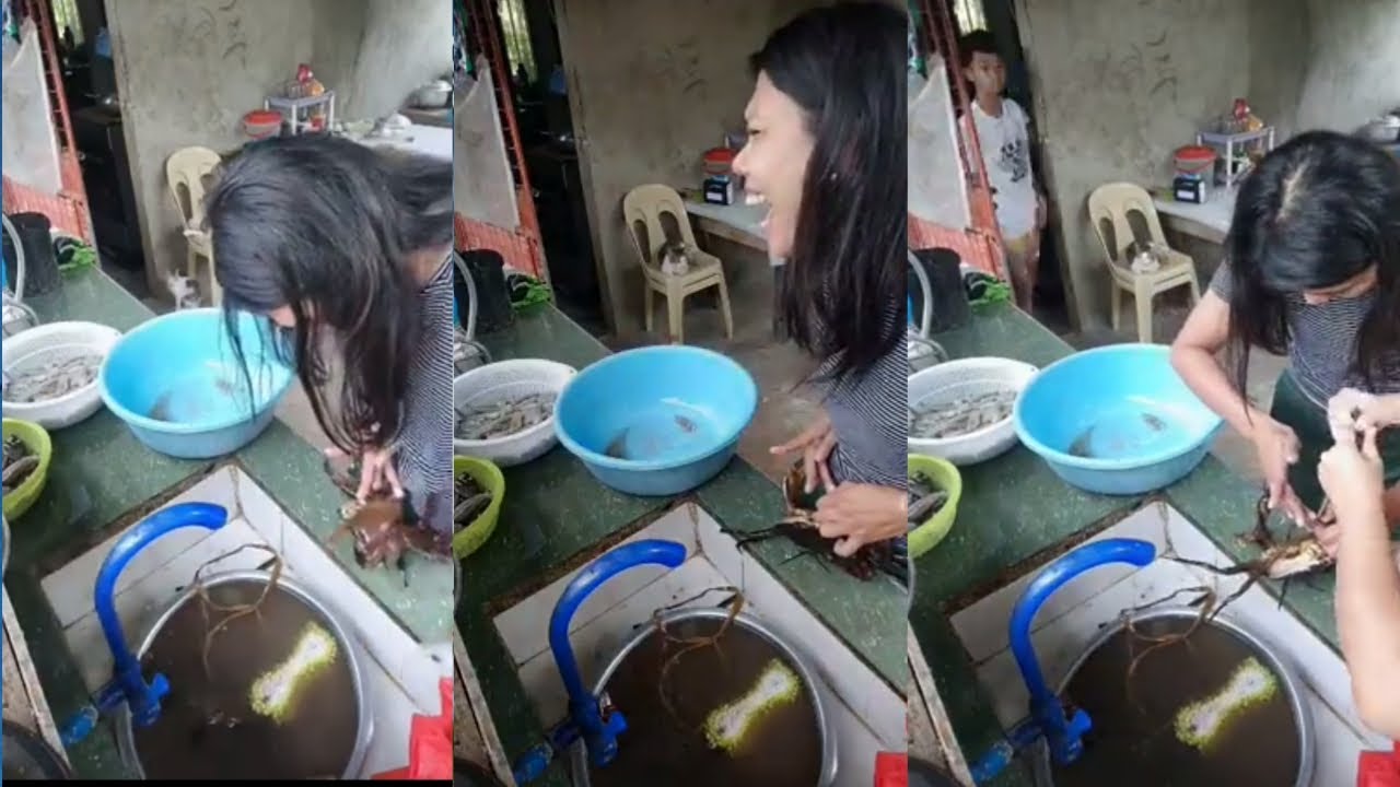 Babaeng Naglilinis ng Alimango Aksidenteng Nakagat | Mud crab - YouTube