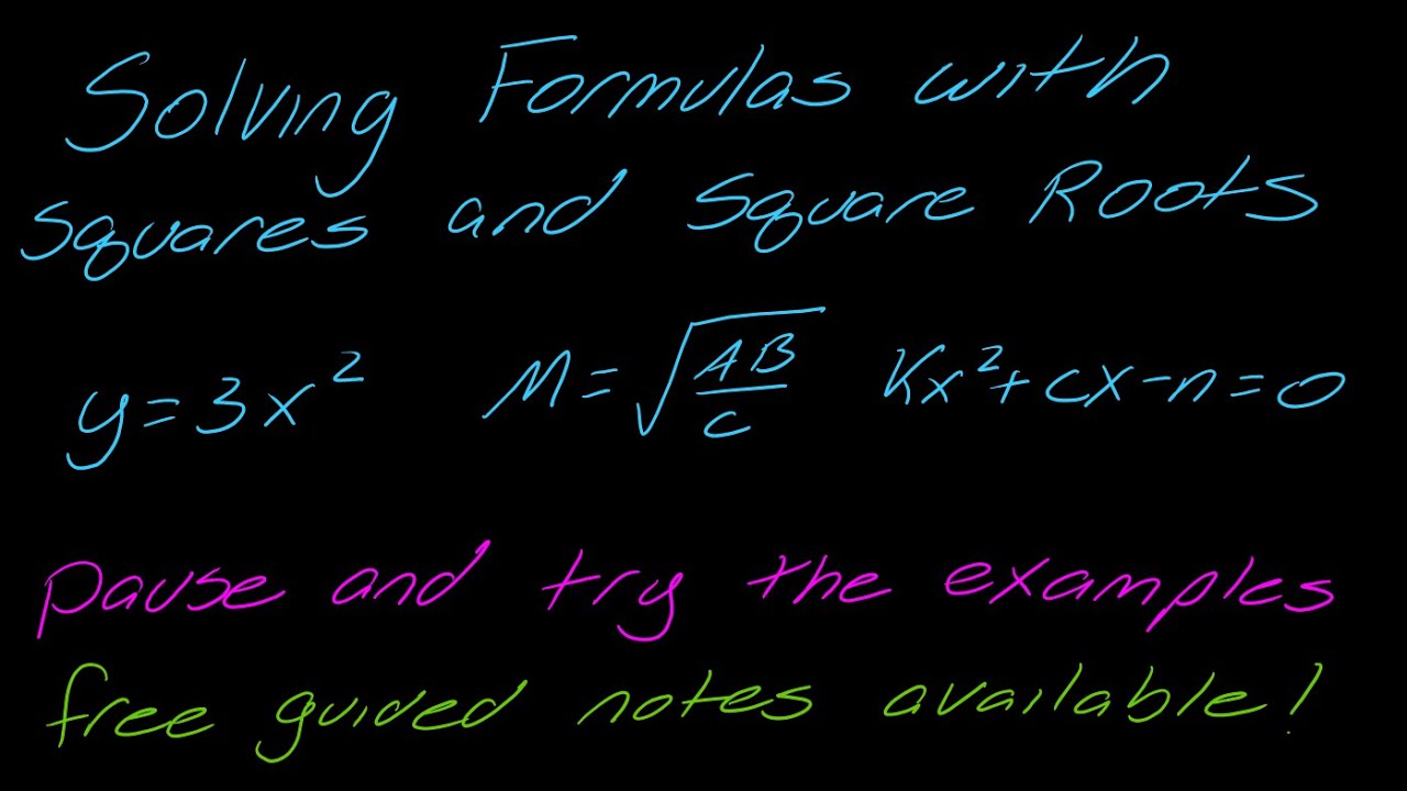 Lesson: Solving Formulas with Squares and Square Roots - YouTube