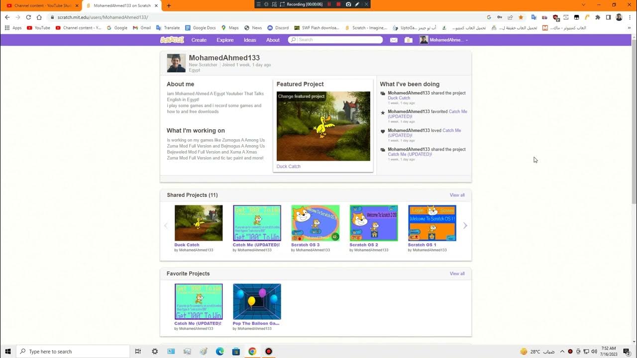 My New Scratch User is in the (link of the desc) - YouTube