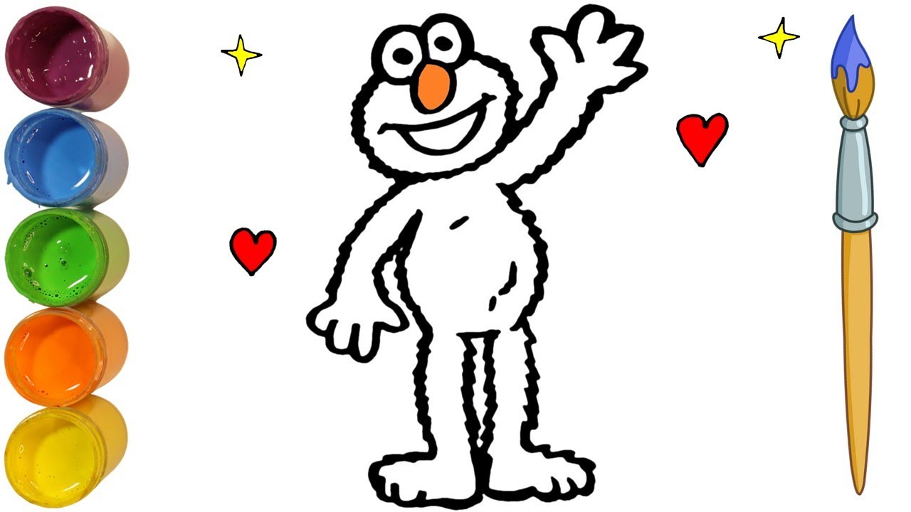 How To Draw Elmo from Sesame Street | Drawing and Coloring for Kids ...