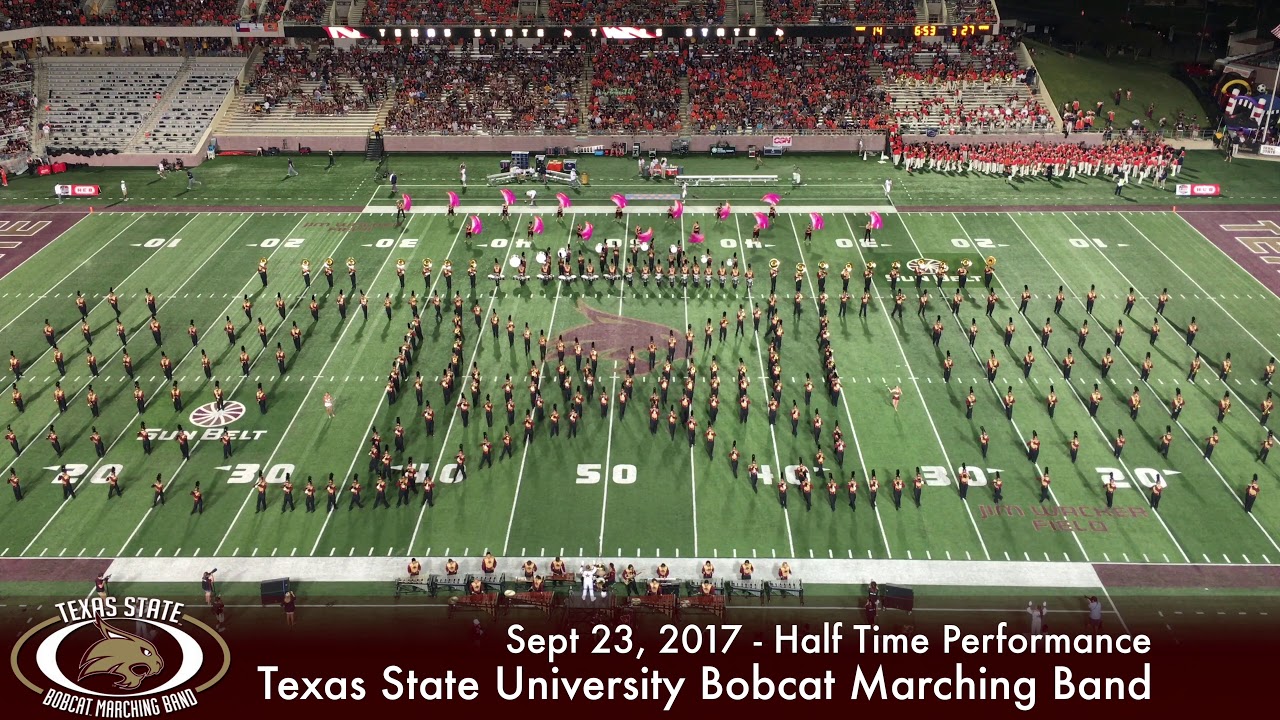Texas State Bobcat Marching Band - Half Time Show - Sept 23, 2017 - YouTube