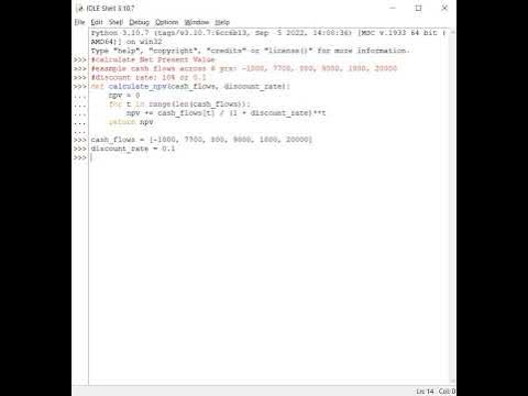 Calculate Net Present Value in Python #coding #corepython #pythontutorial #programming #java ...