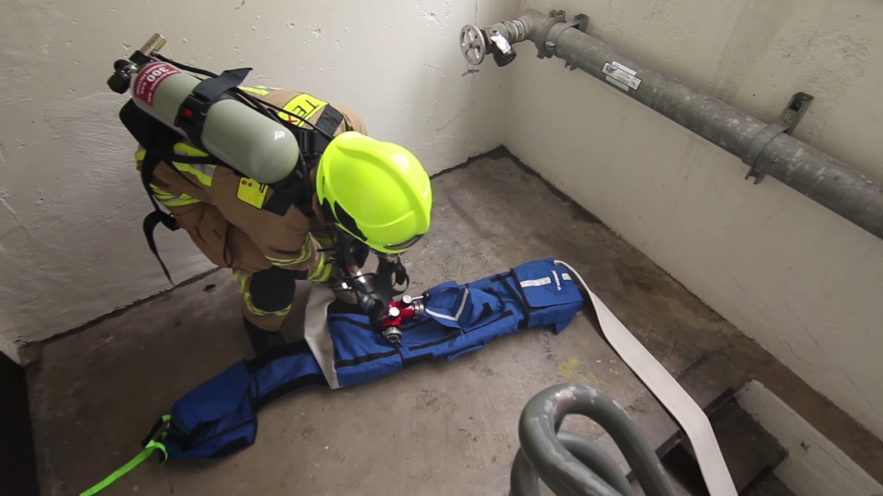 Large hose into attack line - YouTube