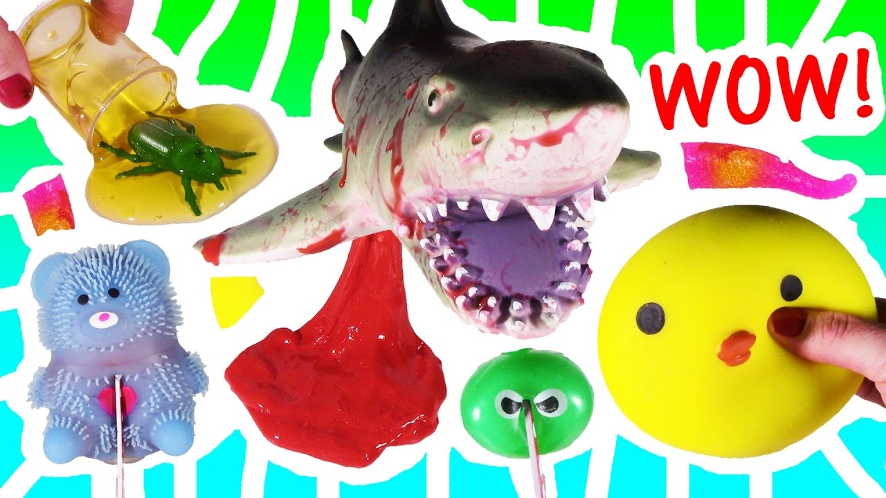 Cutting OPEN SQUISHY SHARK ATTACK! Cute Bear Squish! Gros Bug Slime ...