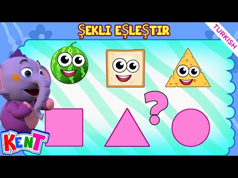 Yiyecekleri Şekillerle Eşleştirin | Çocuklar İçin Öğrenme Videoları | Kent Turkish