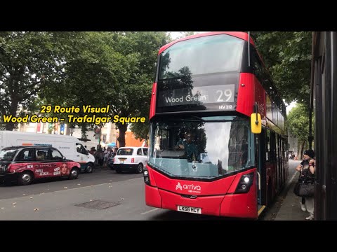 FULL ROUTE VISUAL | London Bus Route 29: Wood Green - Trafalgar Square ...