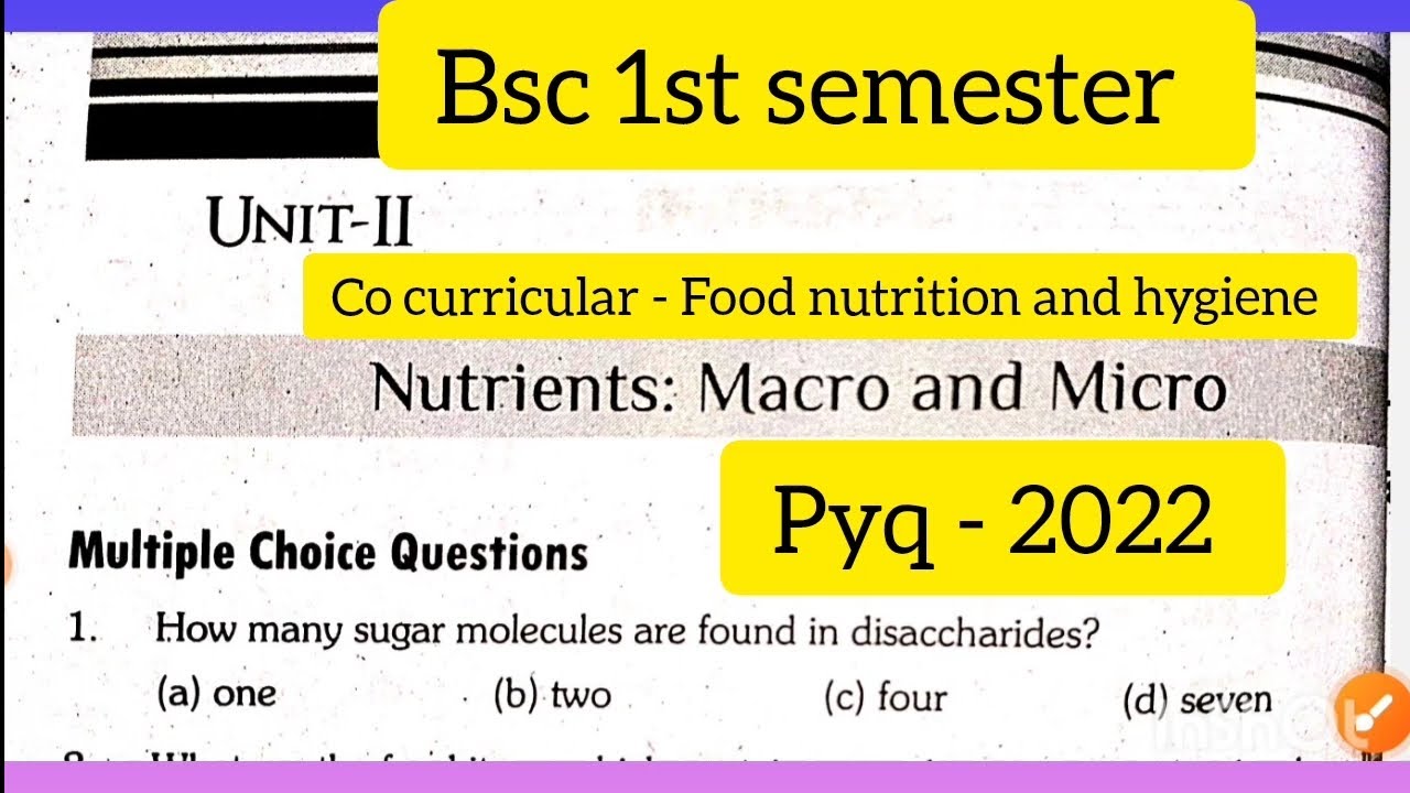 bsc 1st semester co curricular food nutrition and hygiene pyq - 2022 ...