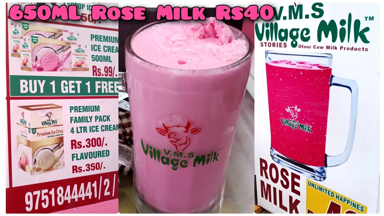 Rs 40 ku 650 ml Rose Milk from Village Milk | Ice Cream | Trichy ...