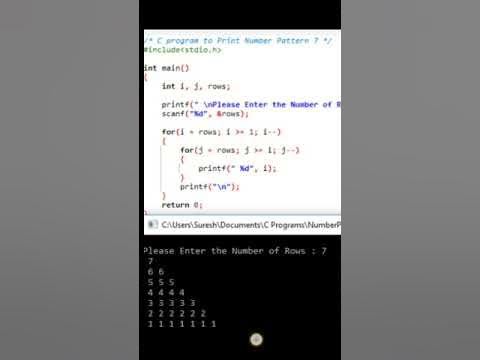 C program to print reverse number triangle - YouTube