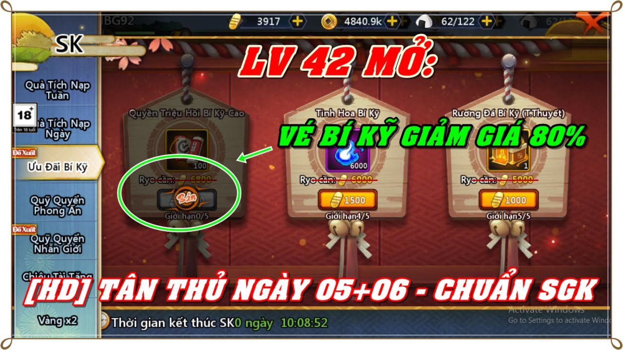 Huyền Thoại Làng Lá HƯỚNG DẪN TÂN THỦ NGÀY 5 + 6 - LV 42 MỞ ƯU ĐÃI BÍ ...