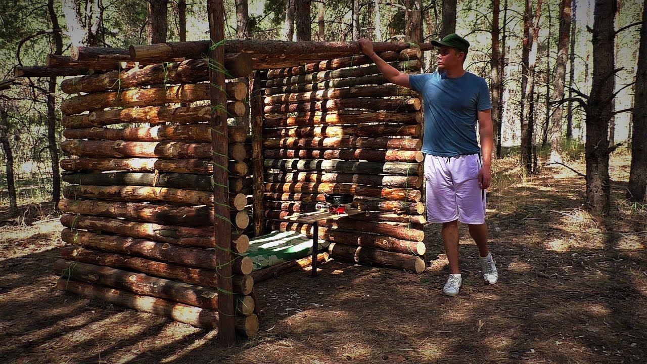 Do it yourself bushcraft camp in 3 days. Primitive house from start to ...