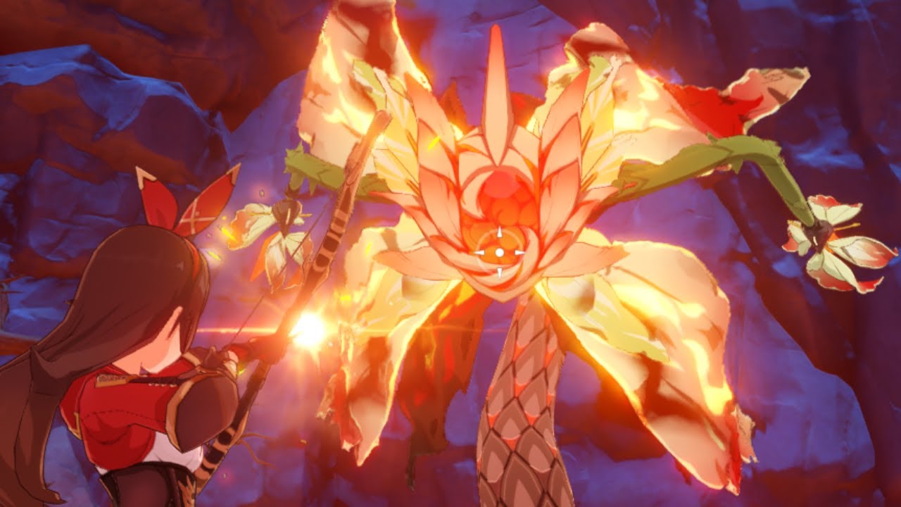 Solo Amber vs Pyro Regisvine - Genshin Impact - YouTube