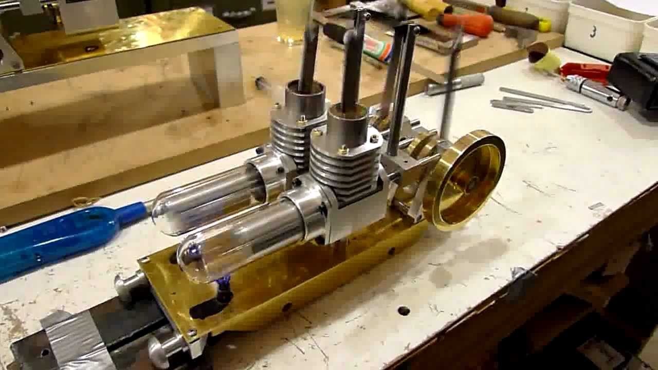 Stirling engine 2 cilinder - YouTube