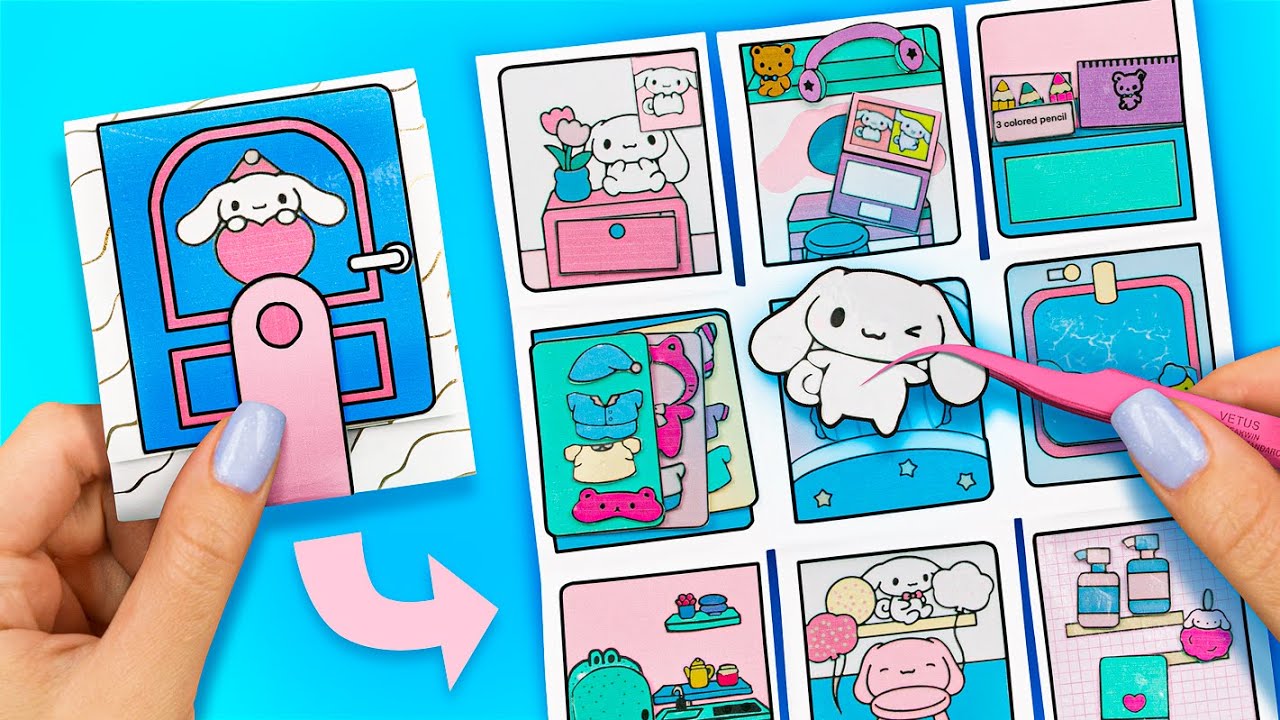How to Make Cinnamoroll Paper House / Mini Paper Book - YouTube