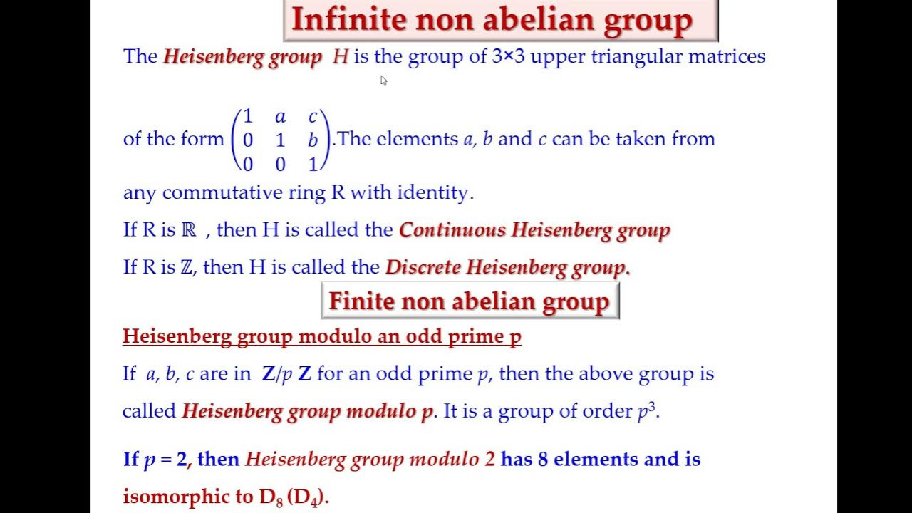 Examples of Groups - 9 | Infinite non abelian group| Groups of matrices - YouTube
