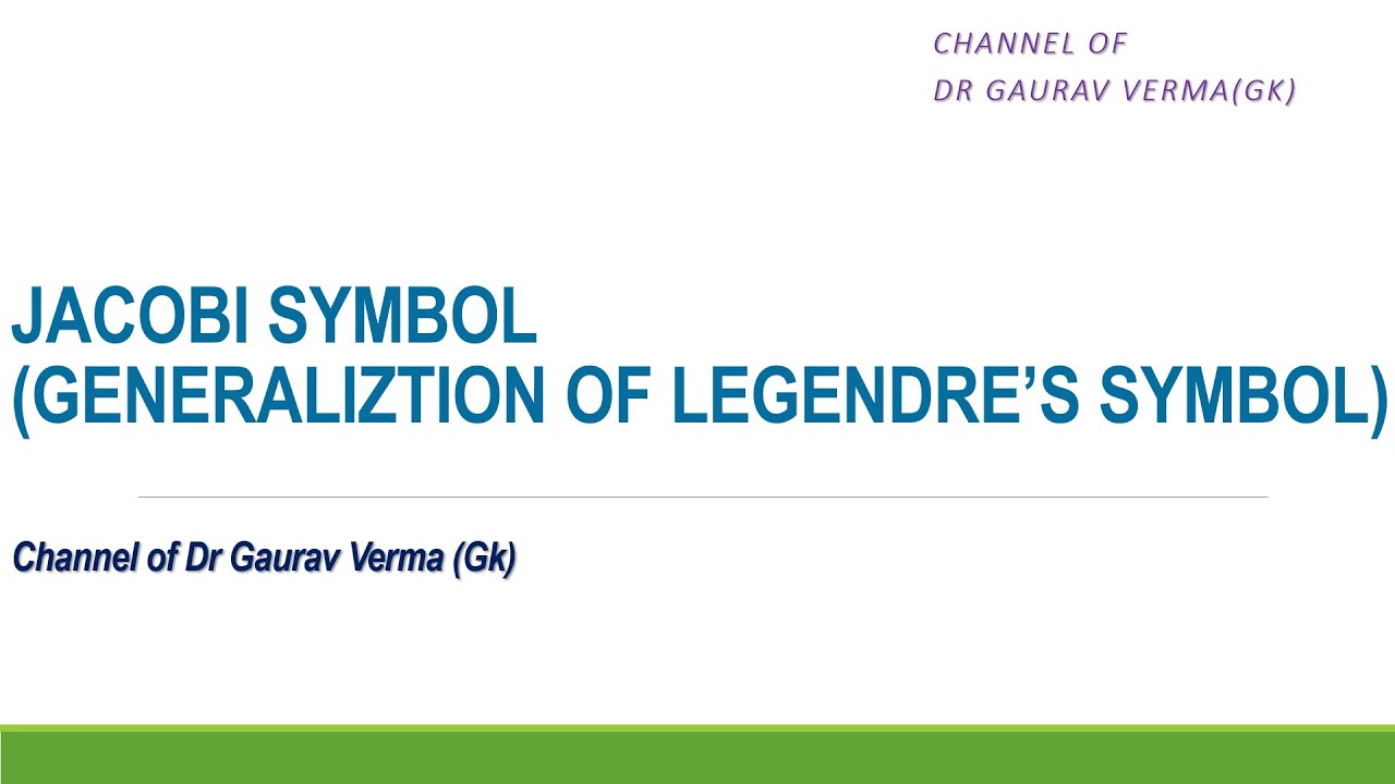 Jacobi Symbol || Number theory - YouTube