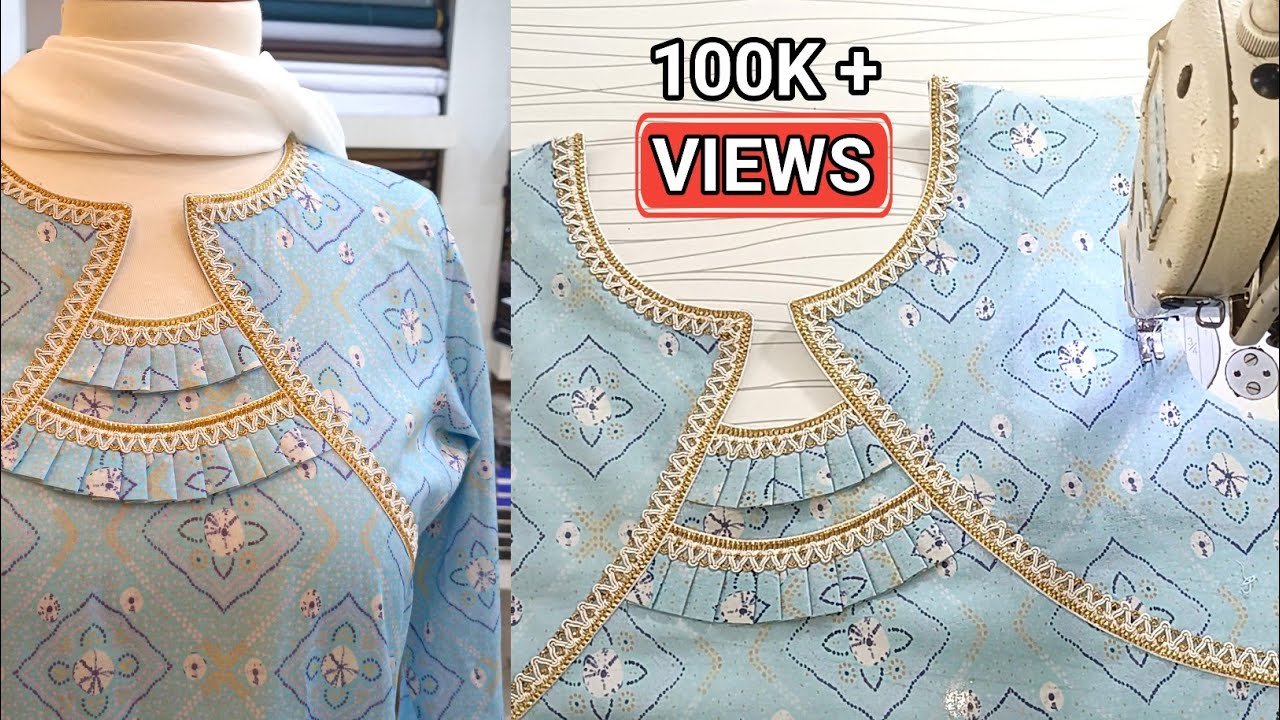 Neck Design Stitching | Easy Tricks with Lace and Fabric - YouTube