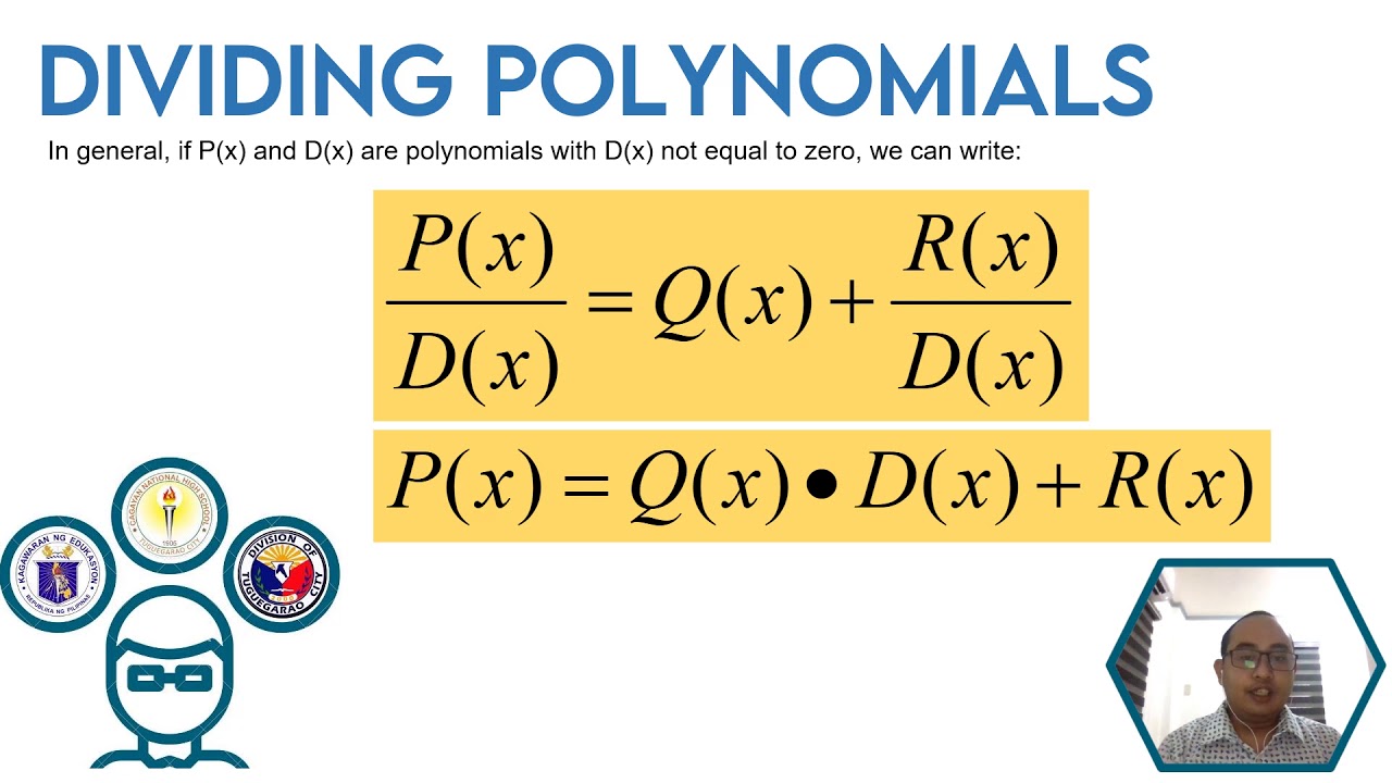 Long Division, Synthetic Division, Remainder Theorem Math 10 Quarter 1 ...