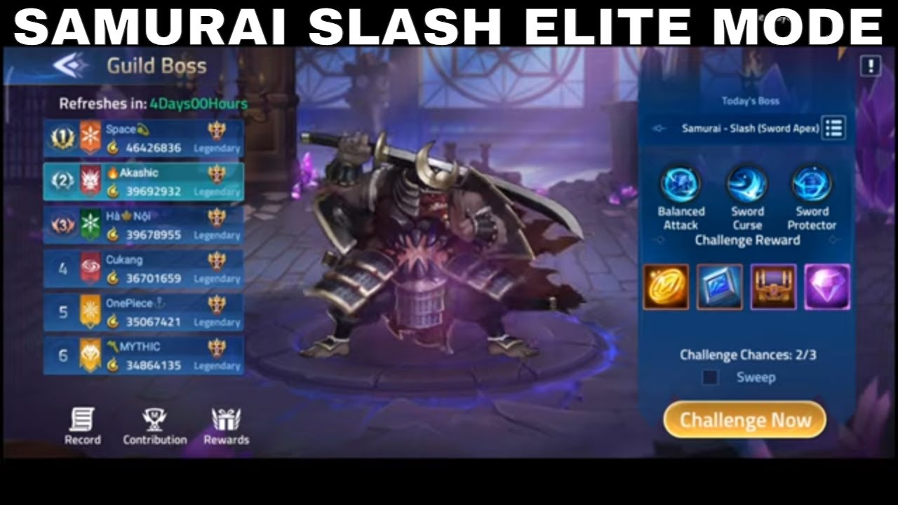 GUILD BOSS - SAMURAI SLASH ELITE MODE MOBILE LEGENDS ADVENTURE - YouTube