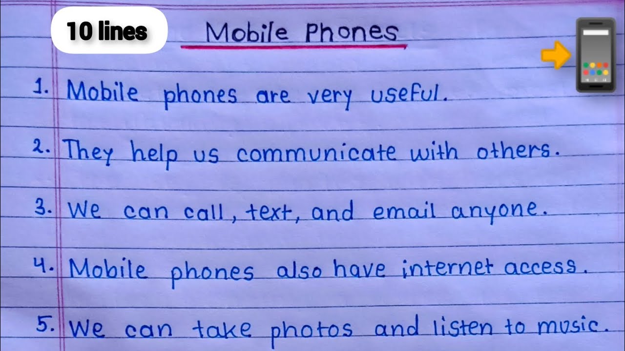 Write 10 lines on Mobile Phones|| Mobile Phones essay 10 lines - YouTube