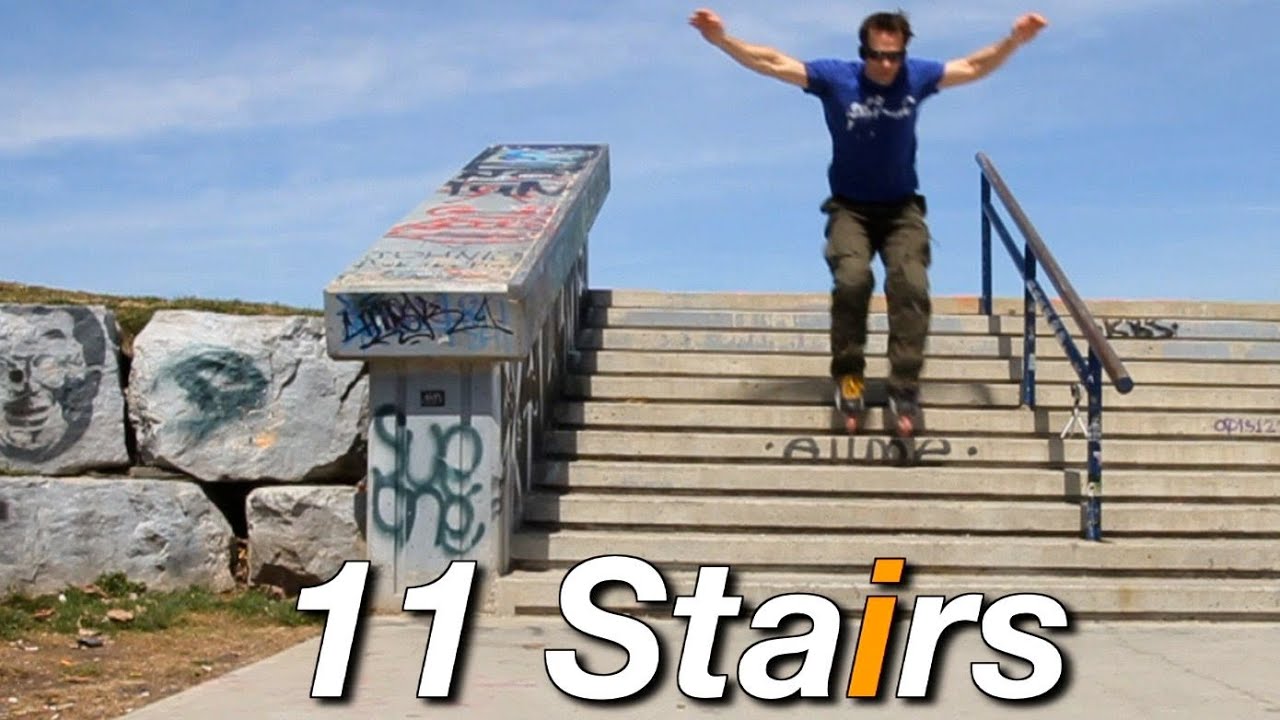 Inline Skating Down Stairs Tutorial - By Bill Stoppard - YouTube