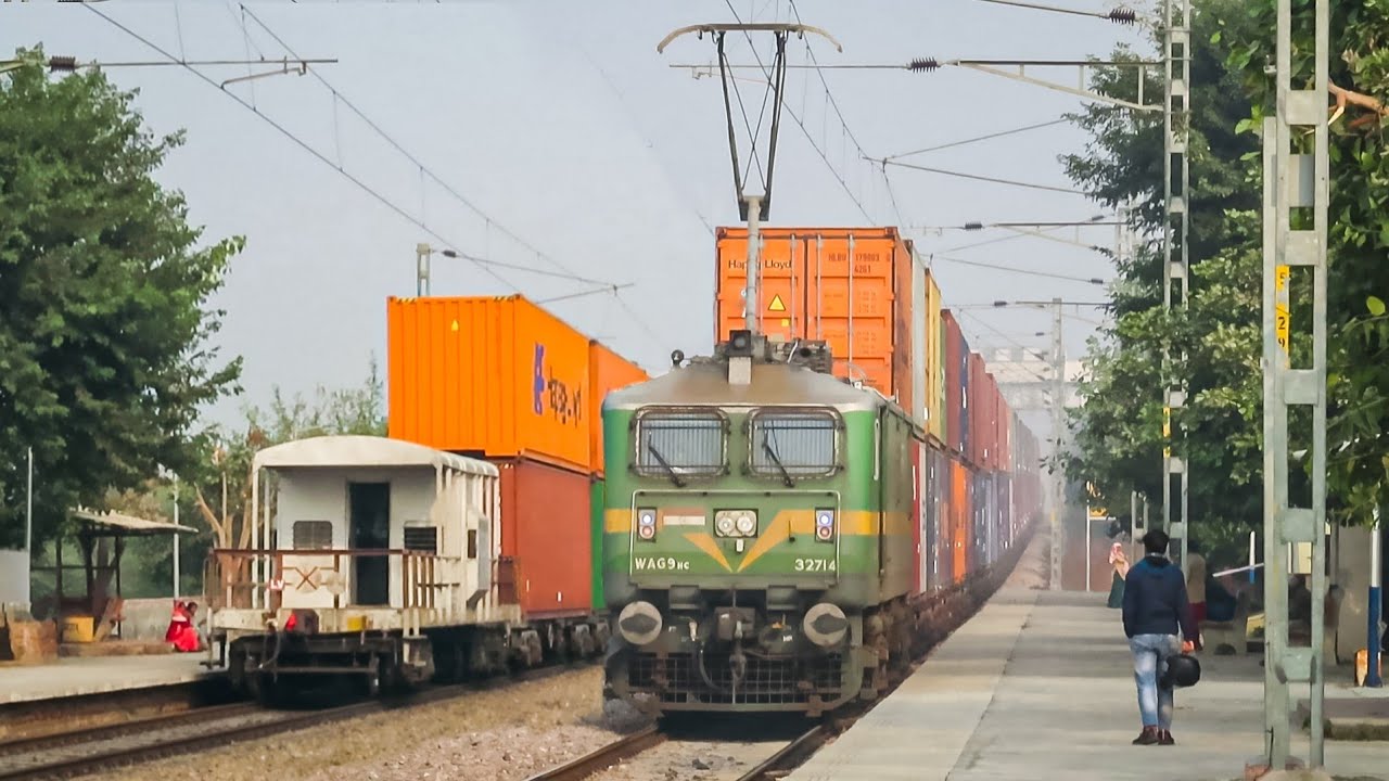 Double Stack Container Train Crossing Double Stack Container Train ...