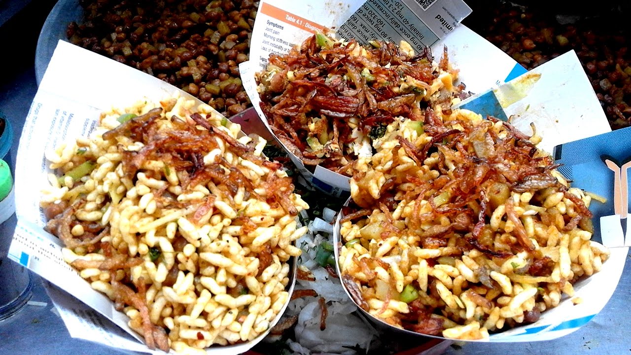 Jhal Muri - Indian Street Food Spicy Puffed Rice Salad with Chola Boot ...