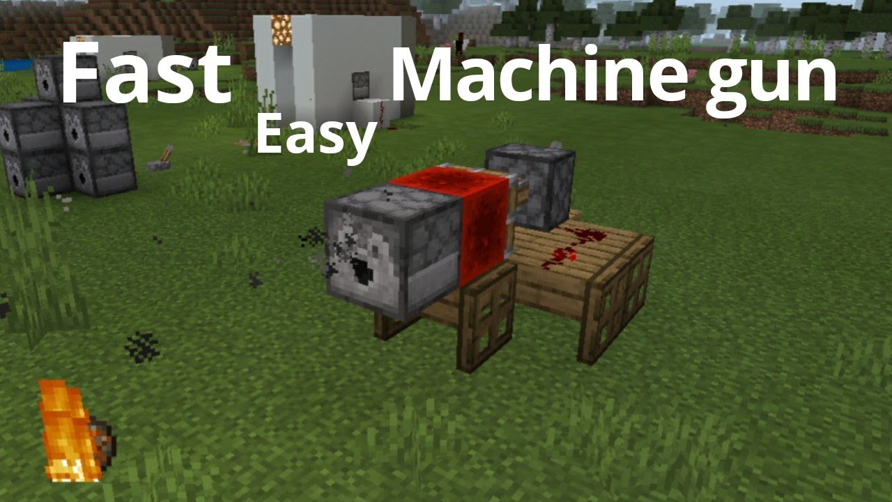 How to make easy and fast machine guns in minecraft pe - YouTube