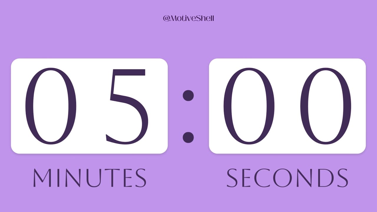 5 minutes countdown - purple theme - YouTube