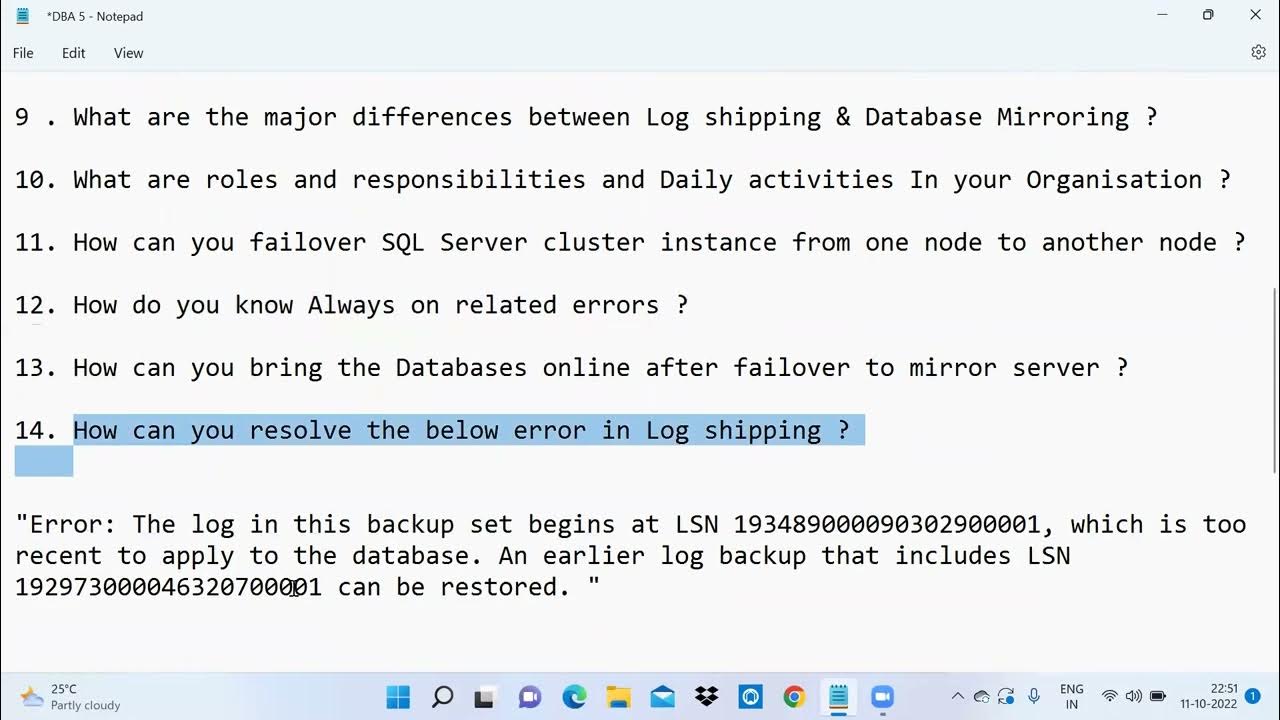 SQL DBA INTERVIEW QUESTIONS - 5 - YouTube