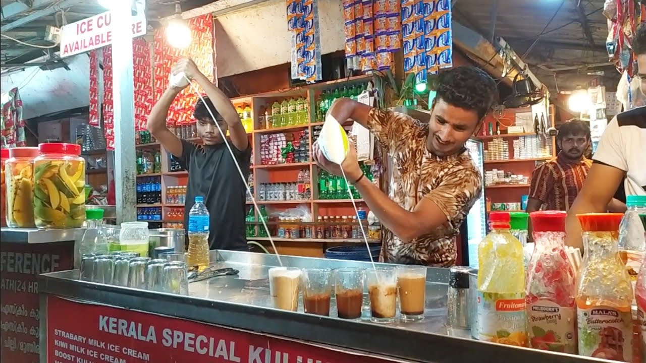 Kochi's famous KULUKI SARBATH | 5 glass Boost milk | Indian Street Food ...