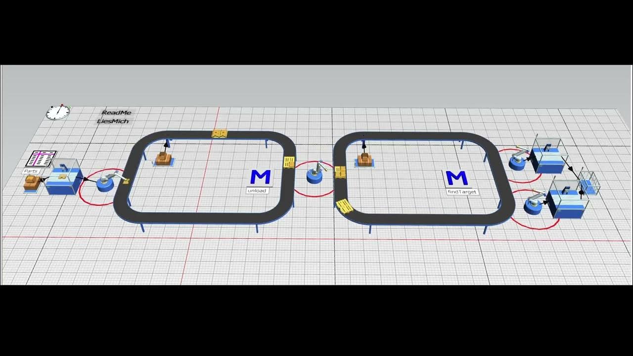 จำลองการใช้ Robot ในการ transfer สินค้าระหว่าง Conveyer - YouTube