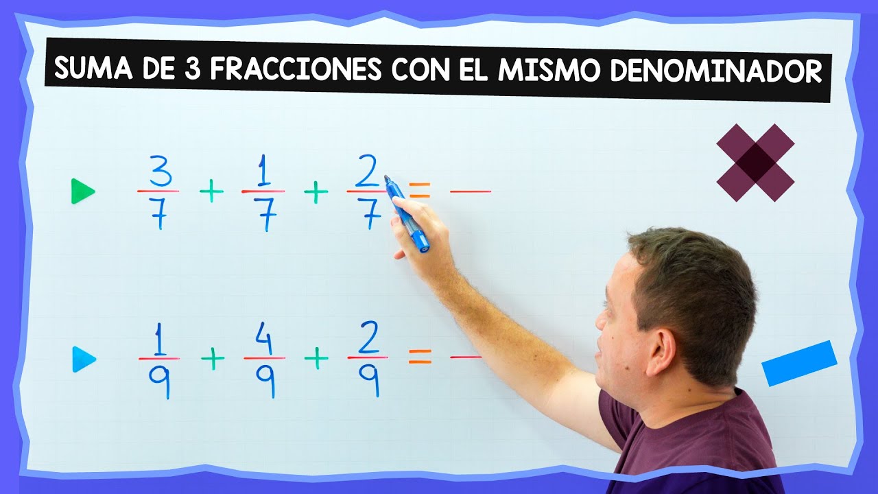 Suma de 3 fracciones con el mismo denominador - YouTube