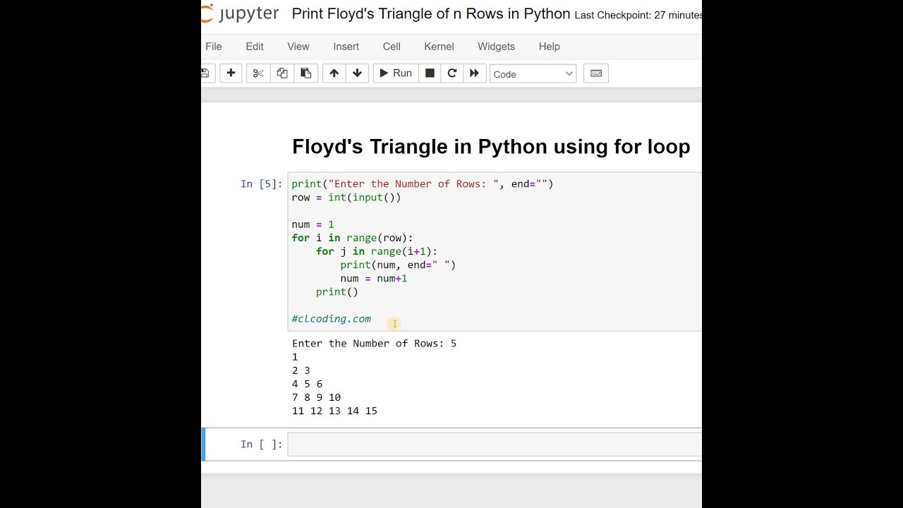 Day 66 Floyd s Triangle In Python Using For Loop YouTube Day 66 Floyd s Triangle In Python Using For Loop YouTube