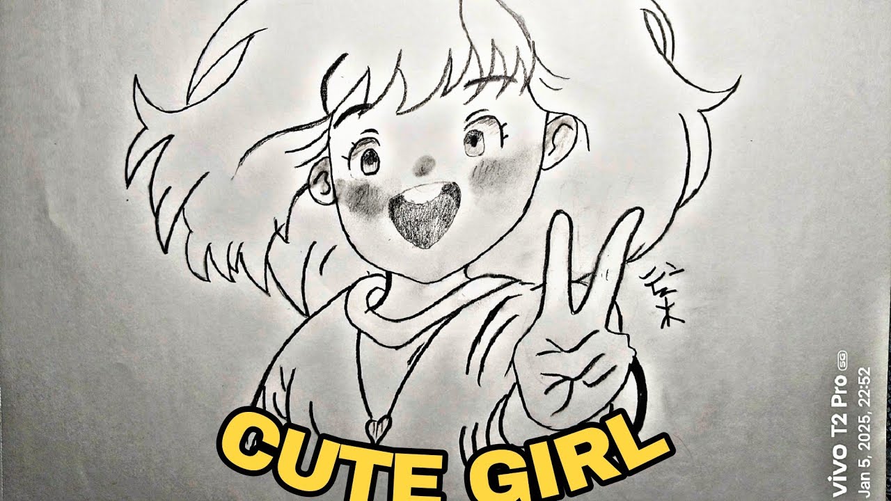 How To Draw Cute Girl Drawing Step By Step | Easy Drawing For Cute Girl ...
