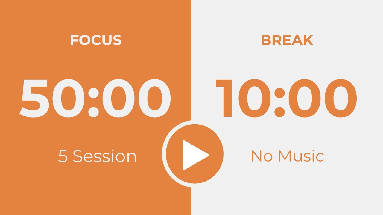 50/10 Pomodoro Timer - (5x50 min) | No Music - Study Motivation ...