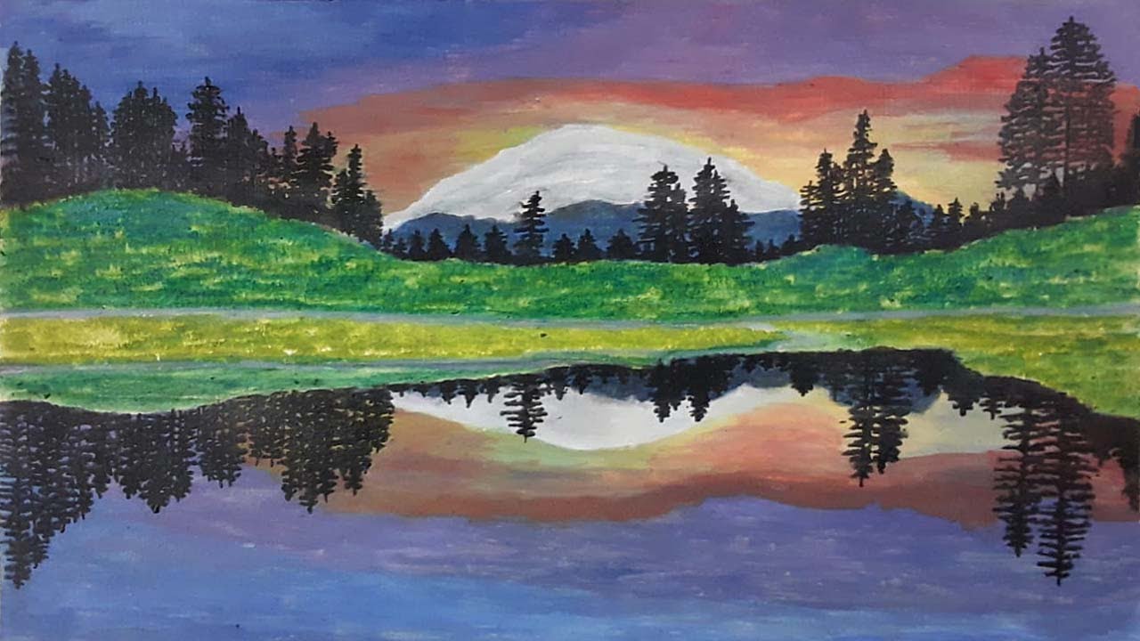 Easy Lake Scenery| Winter Lake| Landscape Art| Easy Painting for ...