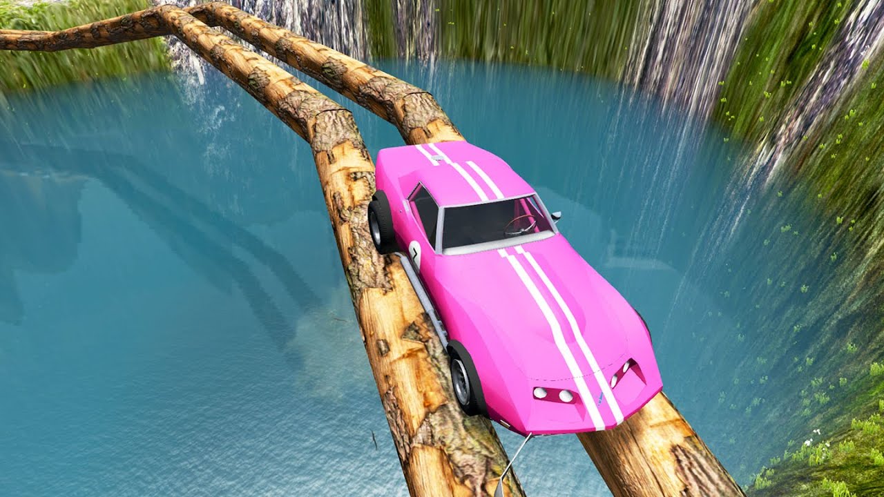 Full pink car race, Lighting McQueen & Flatbed Trailer Cars ...