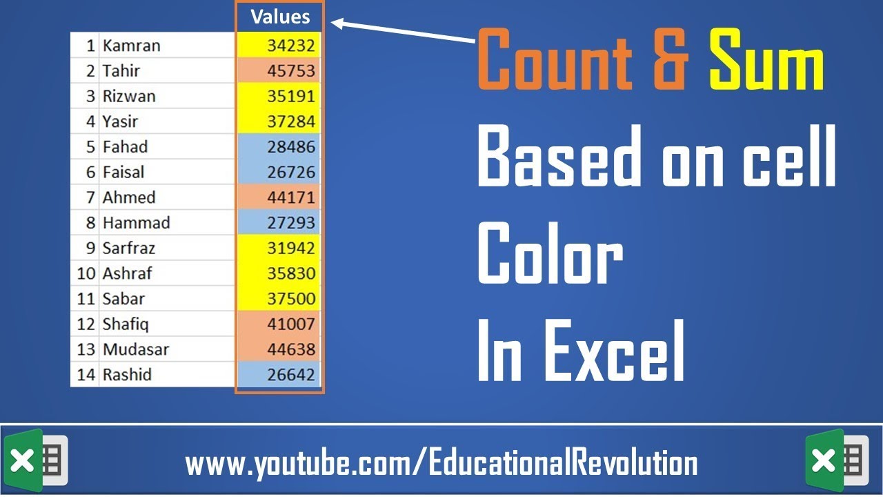 Count And Sum Values Based On Color In Excel Excel Advance Tutorial YouTube count-and-sum-values-based-on-color-in-excel-excel-advance-tutorial-youtube