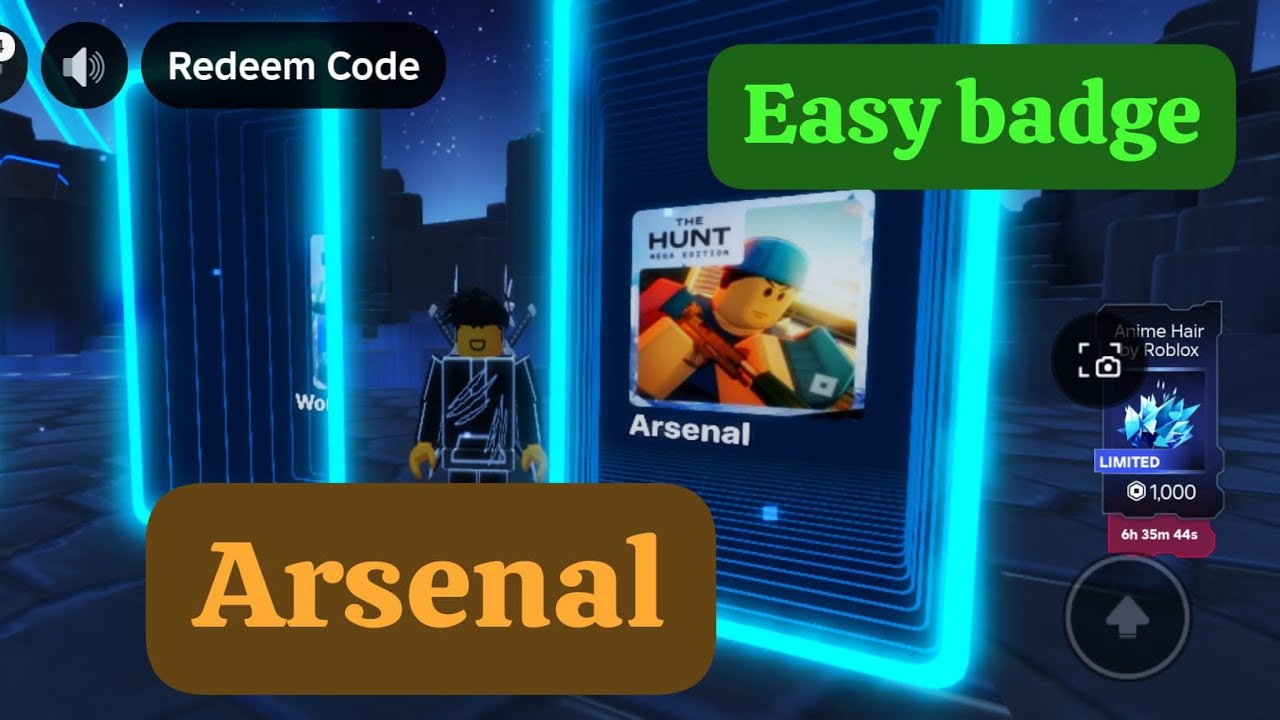 How to get the token/badge in arsenal, #roblox hunt: mega edition - YouTube