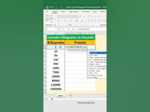How to Convert Kilograms to Pounds in Excel #excel #short - YouTube